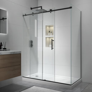 Borealis Julien 60" W X 34" D X 76" H Frameless Rectangle Sliding Shower Enclosure & Reviews ...